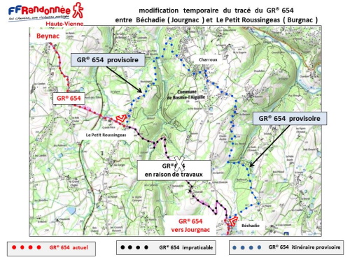 Le GR® 654 dévié provisoirement au sud-ouest de Limoges (Haute-Vienne ...